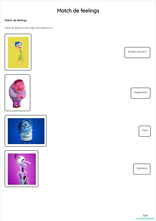 Match the feelings. Interactive worksheet | TopWorksheets