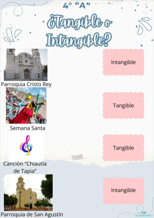 ¿Tangible o Intangible?. Ficha interactiva | TopWorksheets