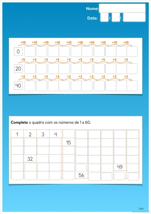 Números até 60. Ficha interativa | TopWorksheets