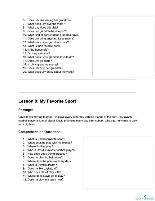 Reading Comprehension A2. Interactive worksheet | TopWorksheets