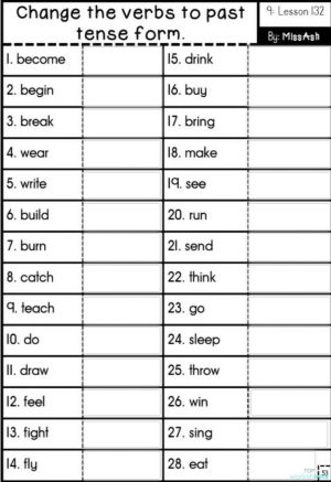 Past Tense Form Exercise. Interactive worksheet | TopWorksheets