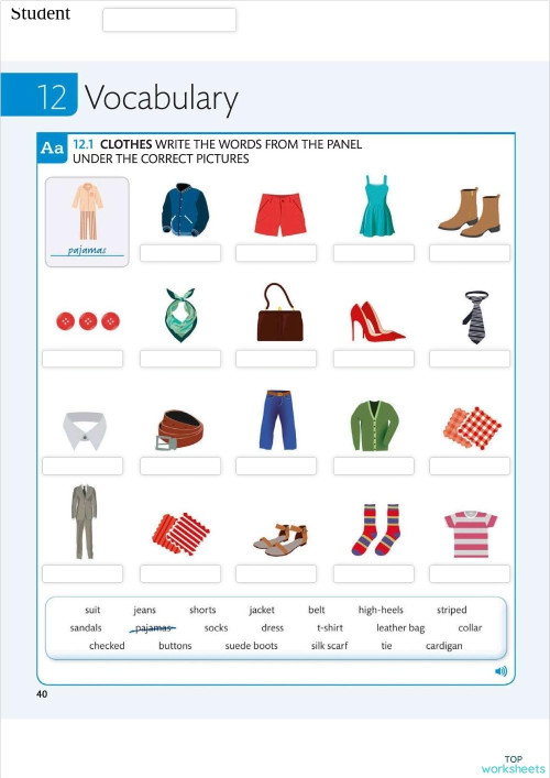 Vocabulary: clothes#4. Interactive worksheet | TopWorksheets