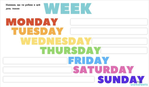 Days of week. Interactive worksheet | TopWorksheets