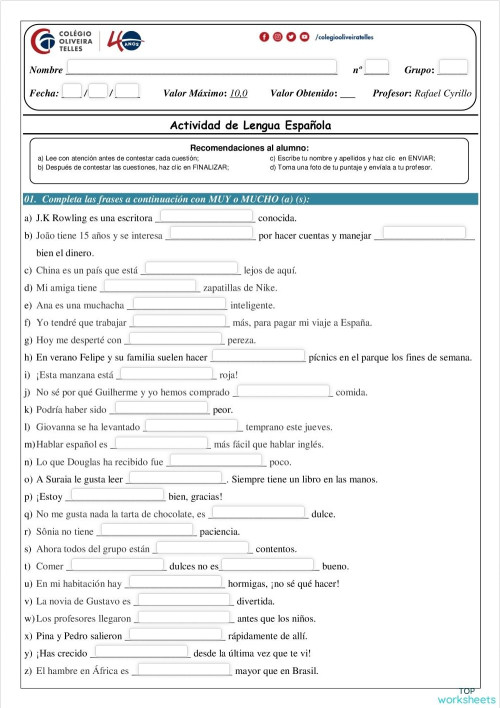 Adverbios: fichas interactivas y ejercicios online | TopWorksheets