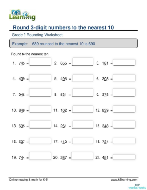 Rounding 3-digit numbers to the nearest 10. Interactive worksheet ...