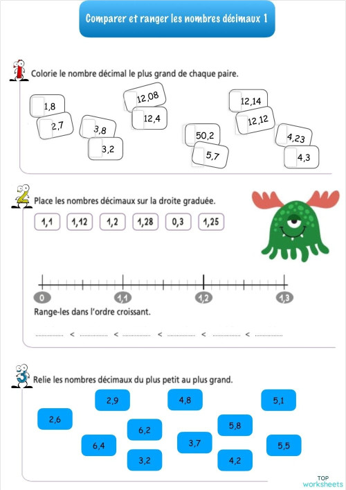Nombres décimaux : fiches interactives et exercices en ligne ...