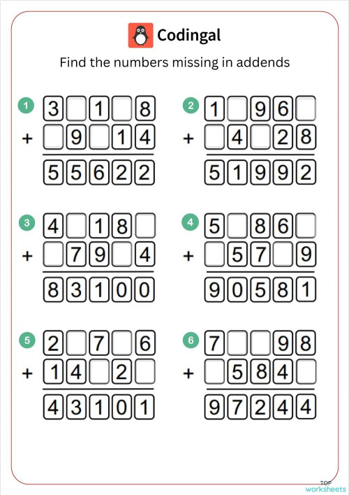 M_G04M04L07_WE01_Find the missing number in the addends. Interactive ...