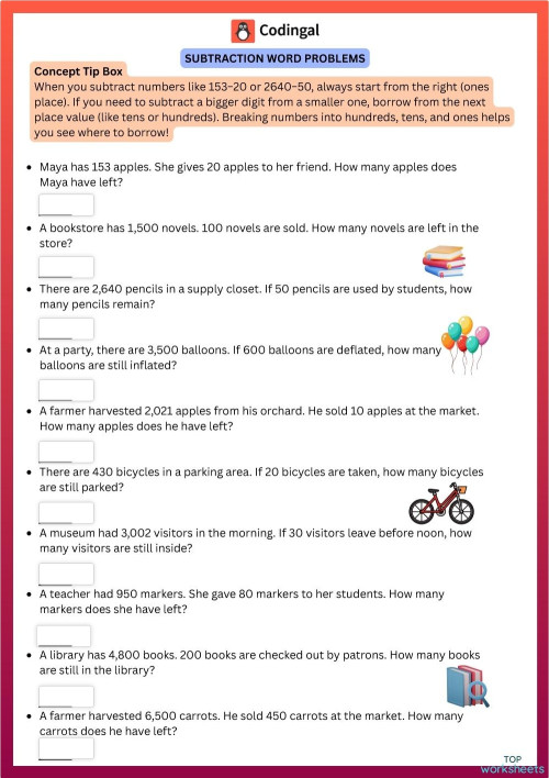 M_G03M05L11_WC02_Use_place_value_for_subtraction_2. Interactive worksheet | TopWorksheets