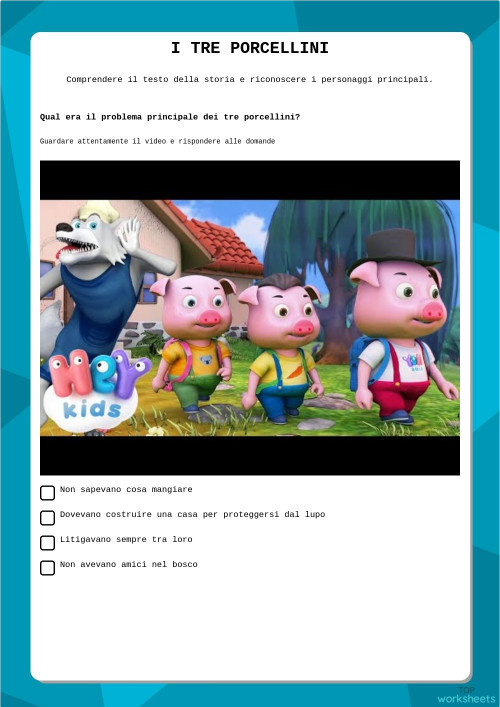 I TRE PORCELLINI. Scheda interattiva | TopWorksheets