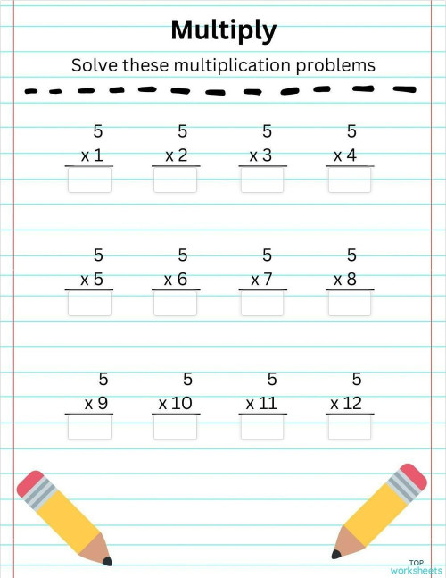 5 Times Table. Interactive worksheet | TopWorksheets