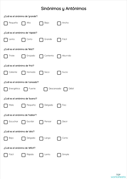 Sinnimos Y Antnimos Ficha Interactiva Y Descargable Puedes Hacer Los ...