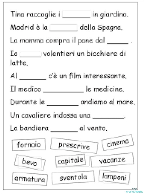 Italiano: schede interattive ed esercizi online | TopWorksheets