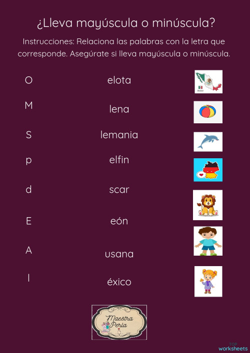 ¿Lleva mayúscula o minúscula?. Ficha interactiva | TopWorksheets