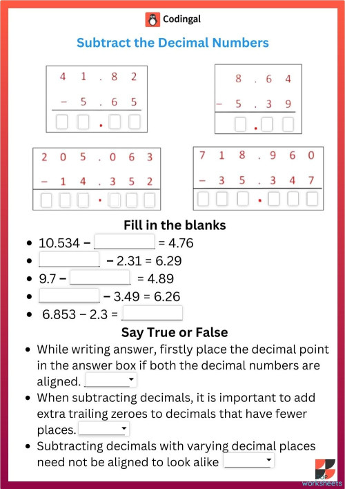 M_G05M08L18_WC01_Subtracting_Decimals_1. Interactive worksheet ...