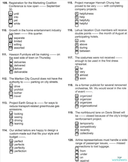 TOEIC READING P5 T1. Interactive worksheet | TopWorksheets