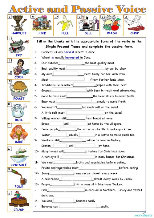 active and passive present simple. Interactive worksheet | TopWorksheets