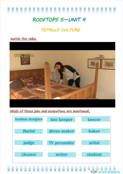 ROOFTOPS 5 - unit 4 - totally culture. Interactive worksheet | TopWorksheets