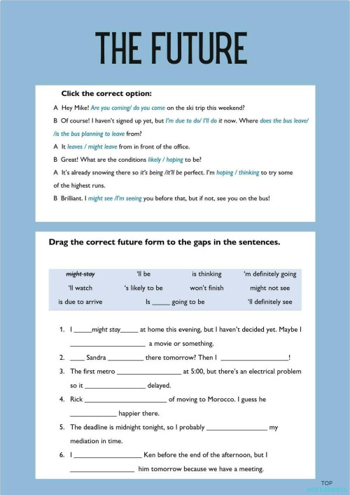 the FUTURE. Ficha interactiva | TopWorksheets