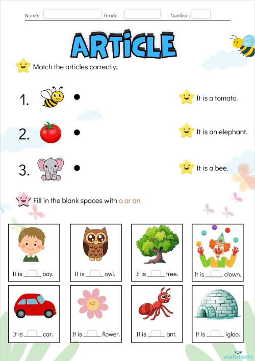 Article for grade 1. Interactive worksheet | TopWorksheets