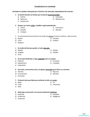 Vocabulario en contexto_1. Ficha interactiva | TopWorksheets