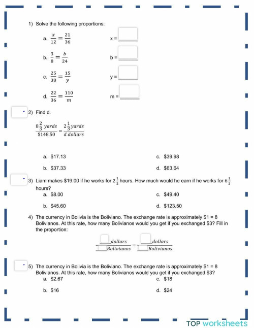 More Practice with Solving Proportions. Interactive worksheet ...