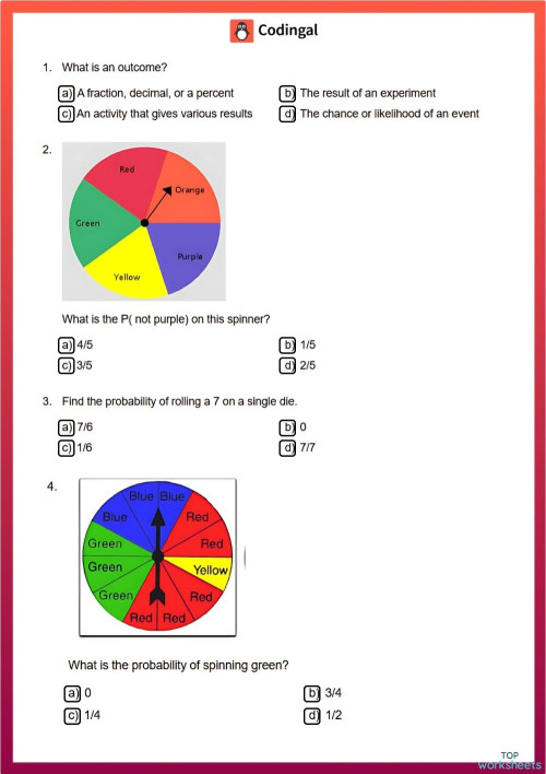 Probability: interactive worksheets and online exercises | TopWorksheets