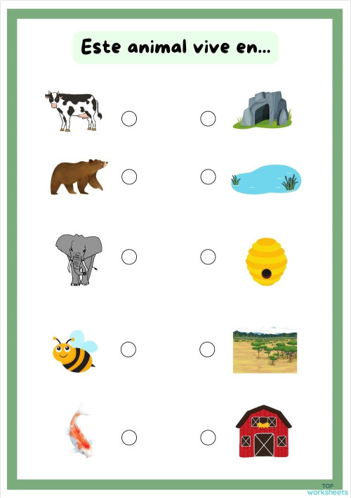 ¿Dónde vive cada animal?. Ficha interactiva | TopWorksheets