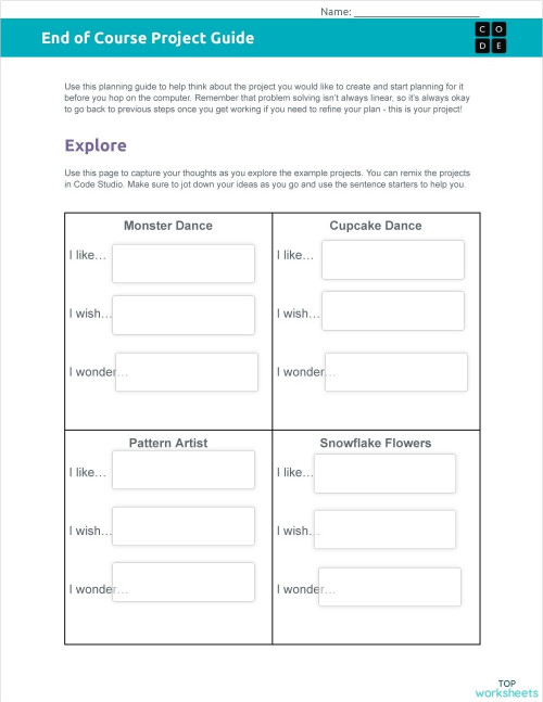 EOC Project Plan. Interactive worksheet | TopWorksheets
