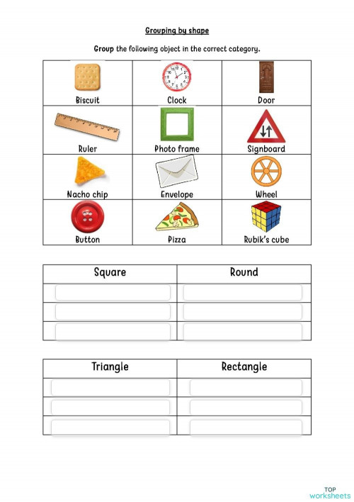 Grouping by shapes. Interactive worksheet | TopWorksheets