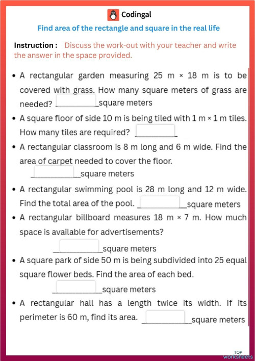 M_G06M11L48_WE01_Area_of_Rectangles_and_Squares_5. Interactive worksheet | TopWorksheets