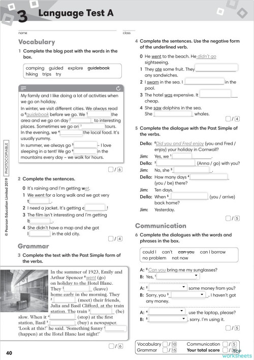 Go Getter 3 Test 3 Interactive Worksheet Topworksheets