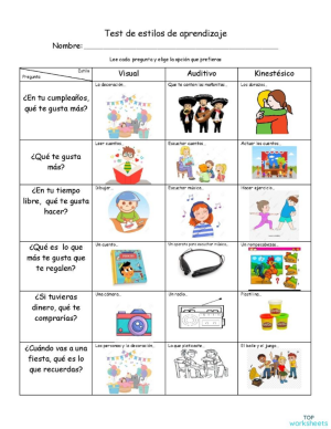 TEST VAK PARA PRIMER GRADO. Ficha interactiva | TopWorksheets