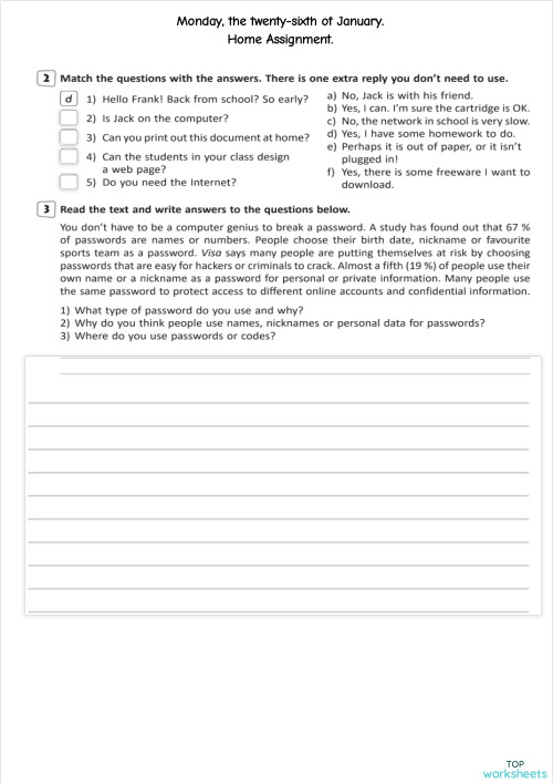 26.01.2026. Form 10. Home Assignment. Workbook. Tasks 2-3 page 42 ...