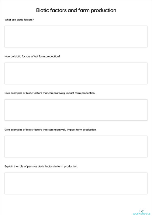 Biotic factors and farm production. Interactive worksheet | TopWorksheets