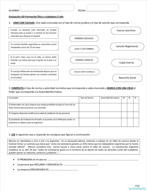 Proc Form Leyes. Ficha interactiva | TopWorksheets