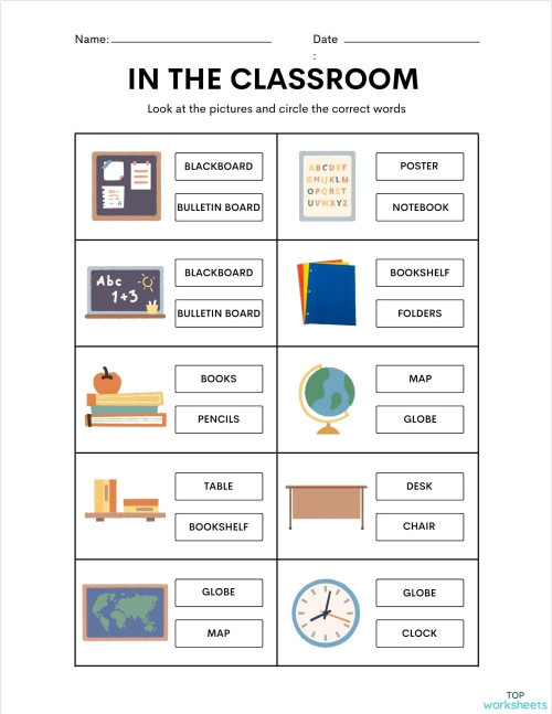 In the classroom. Interactive worksheet | TopWorksheets