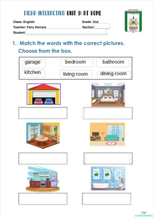 UNIT 1: AT HOME. Ficha interactiva | TopWorksheets