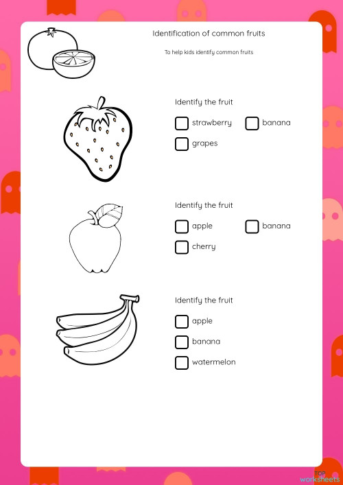 Identification of common fruits. Interactive worksheet | TopWorksheets