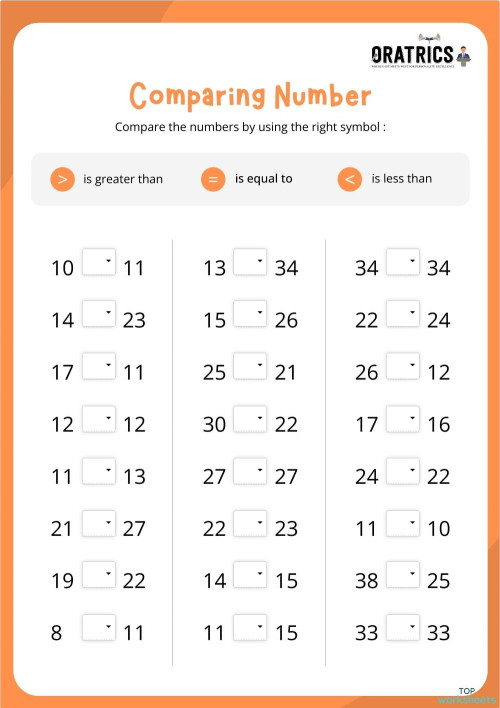 Page 23: (Comparing Numbers). Interactive worksheet | TopWorksheets