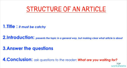 B2 Writing an article. Interactive worksheet | TopWorksheets
