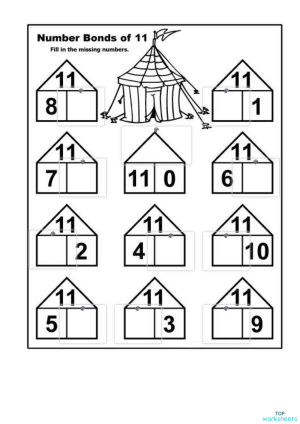 number bond 11 & counting. Interactive worksheet | TopWorksheets