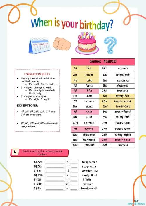 When is your birthday. Interactive worksheet | TopWorksheets