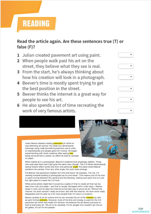 UNIT 20 READING PAG 81. Interactive worksheet | TopWorksheets
