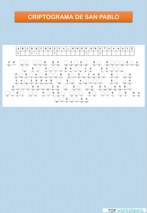 Criptograma san pablo. Ficha interactiva | TopWorksheets