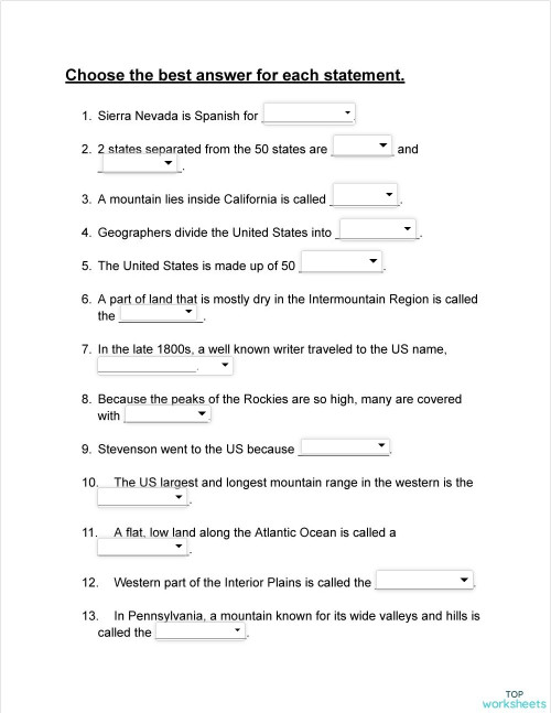 Geography: interactive worksheets and online exercises | TopWorksheets