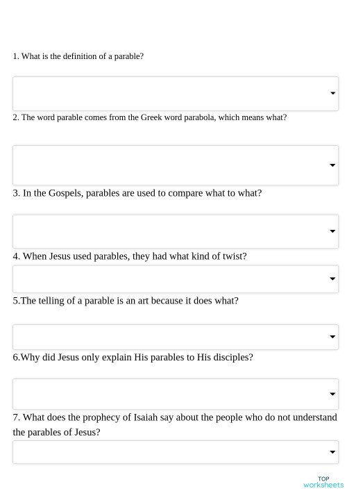 Parables of Jesus. Interactive worksheet | TopWorksheets