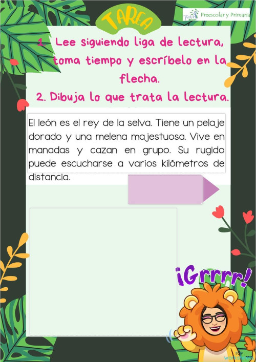 Tarea Lectura "El león"_Mtra. Faby. Ficha interactiva | TopWorksheets