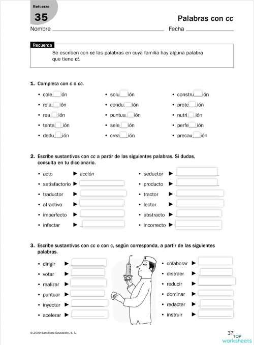 Palabras con CC. Ficha interactiva | TopWorksheets