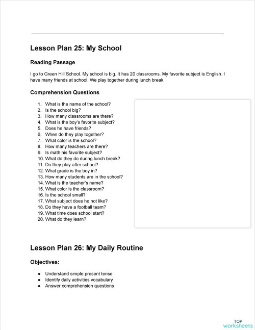 Reading Comprehension A1. Interactive worksheet | TopWorksheets