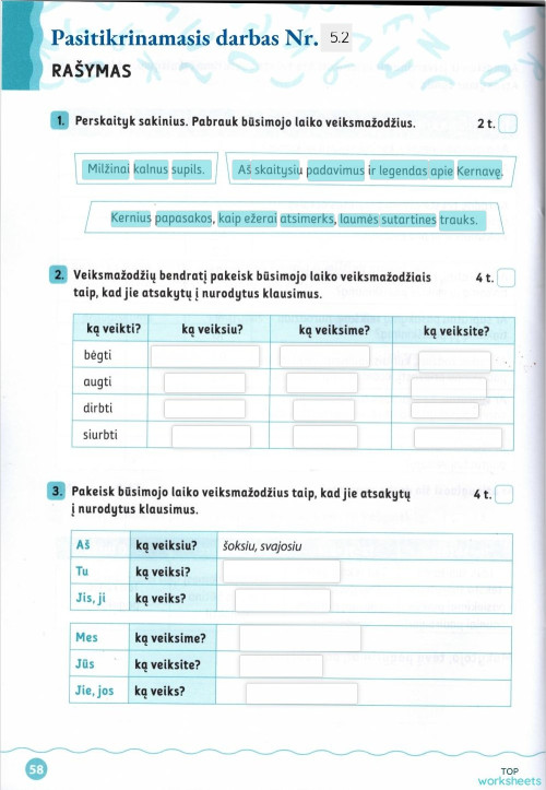 Pasitikrinamasis darbas: interactive worksheets and online exercises ...